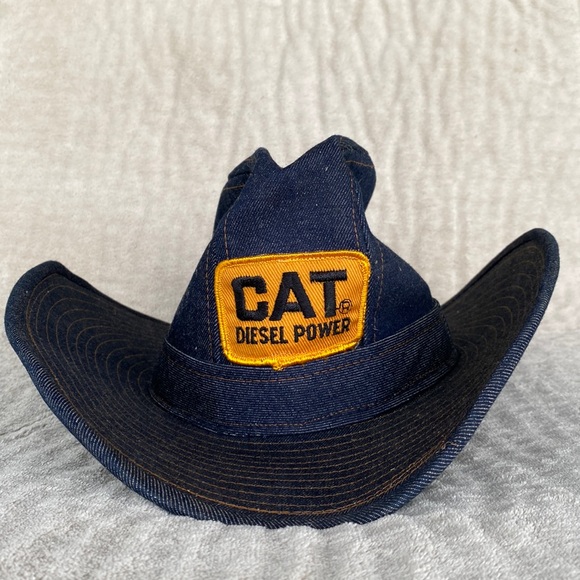 Caterpillar | Accessories | Vintage Cat Diesel Power Patch Denim Western Cowboy Hat | Poshmark